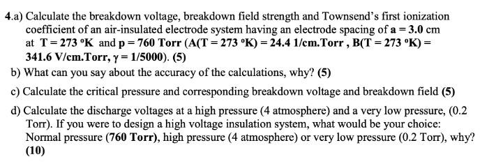 4.a) Calculate the breakdown voltage, breakdown field | Chegg.com