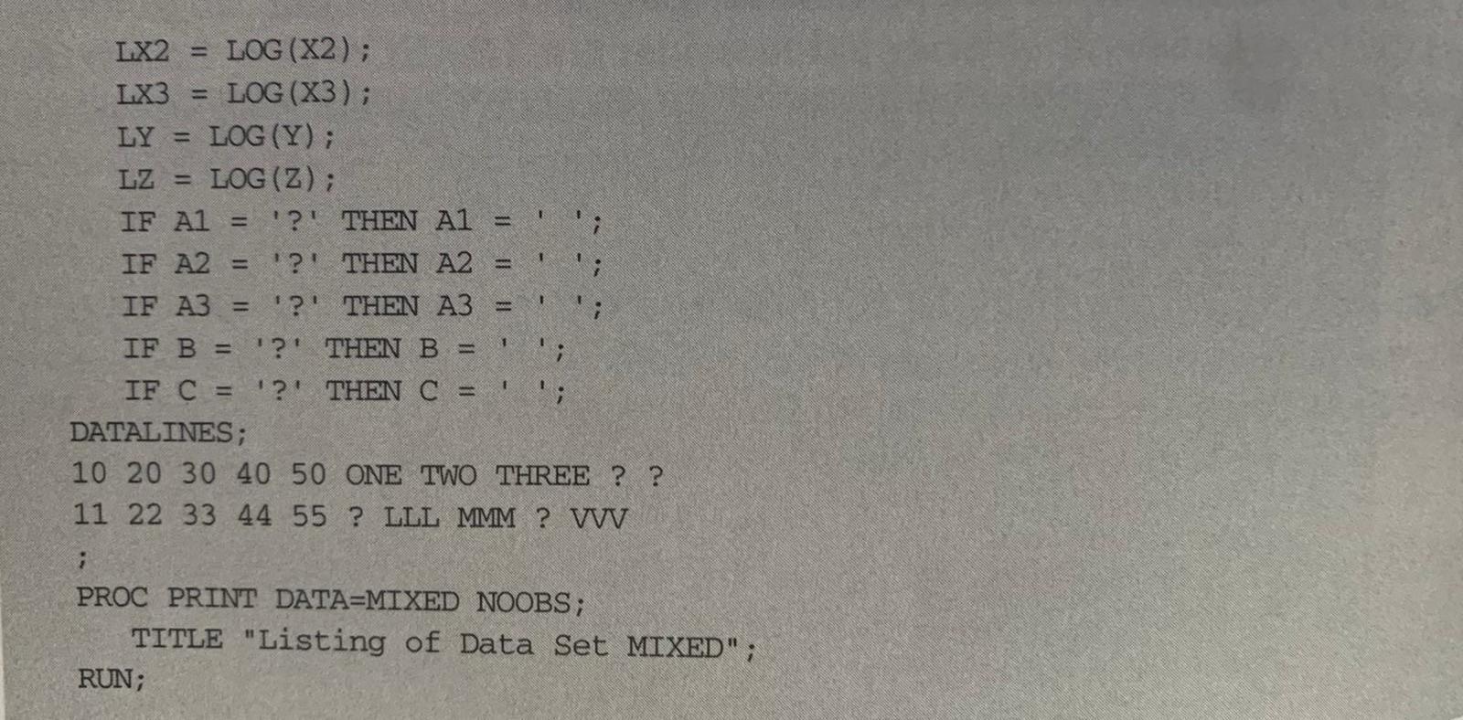 Solved 1 1 LX2 = LOG(X2); LX3 LOG (X3); LY LOG (Y); LZ LOG | Chegg.com