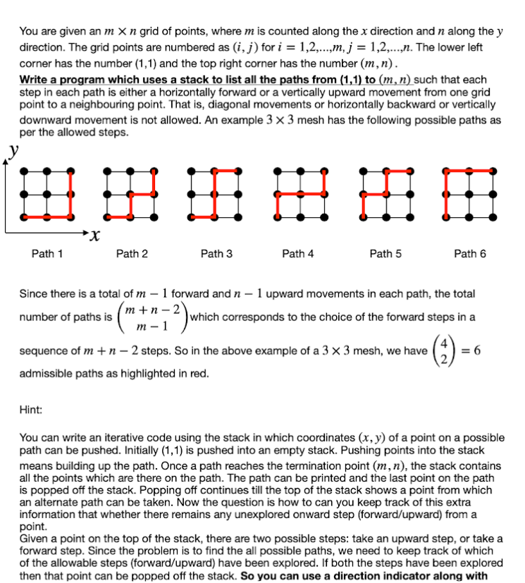 Solved You are given an m X n grid of points, where m is | Chegg.com