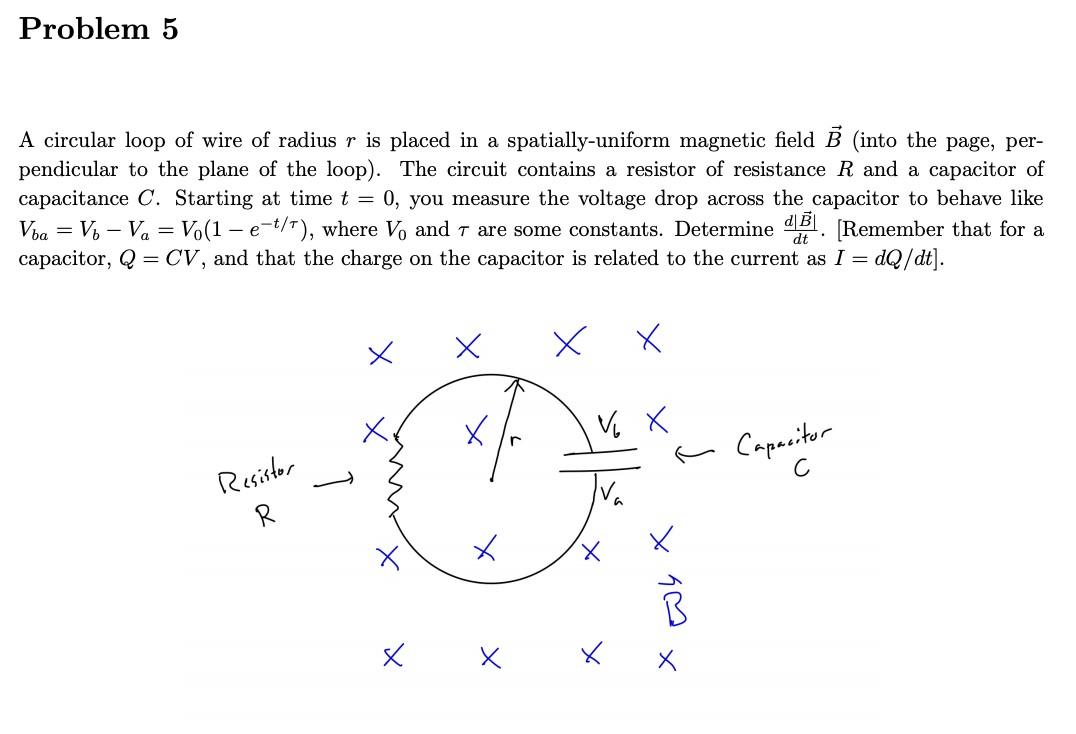 Solved Problem 5 A circular loop of wire of radius r is | Chegg.com