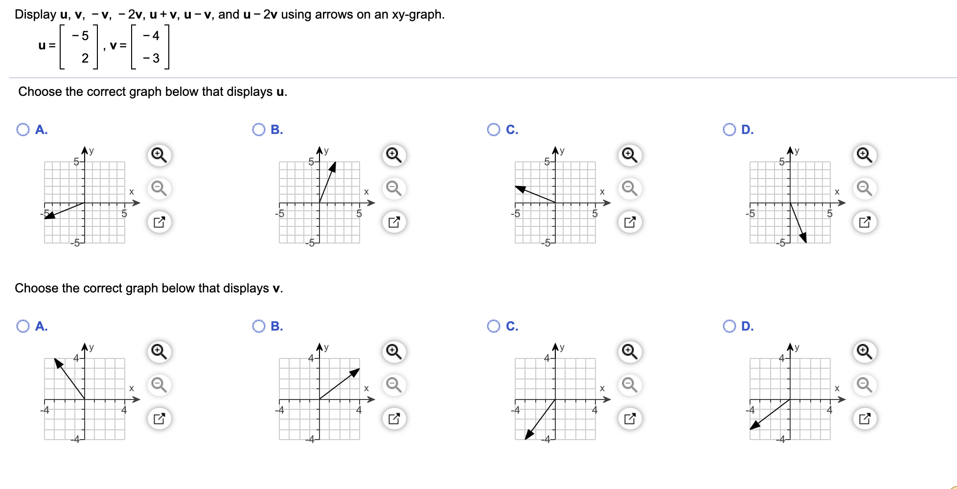 Solved Display u, v, -V, - 2v, u + V, u-v, and u-2v using | Chegg.com