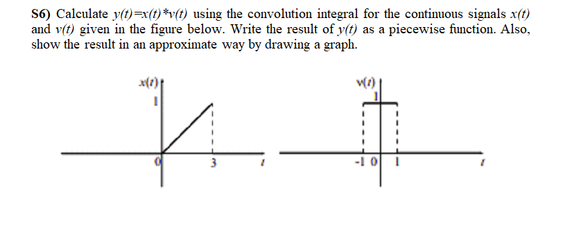 Solved S6) Calculate y(t)=x(t)*v(t) using the convolution | Chegg.com