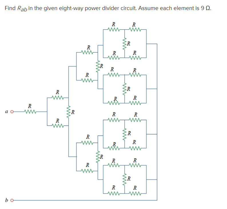 Solved Find Rab in the given eight-way power divider | Chegg.com