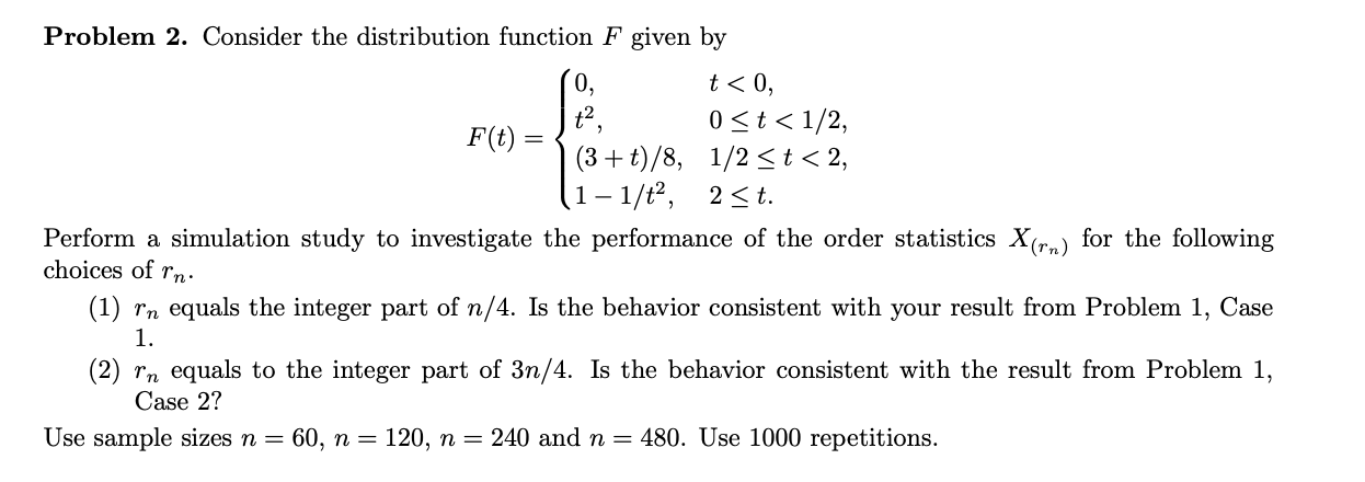 Solved Problem 2 Consider The Distribution Function F Given