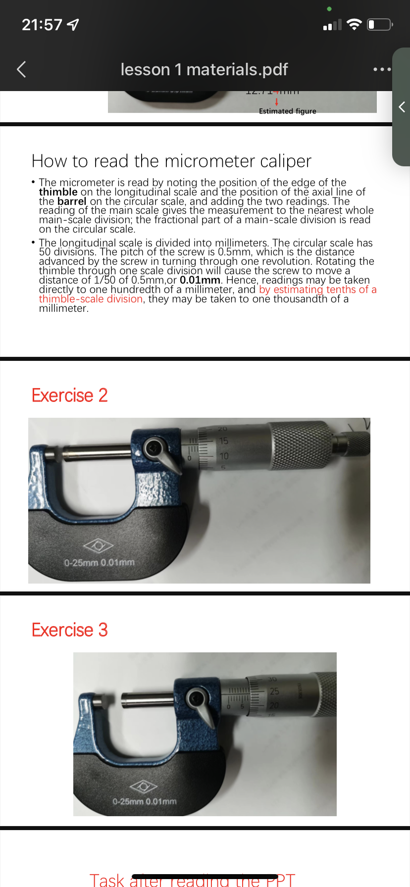 Solved How to read the micrometer caliper - The micrometer | Chegg.com