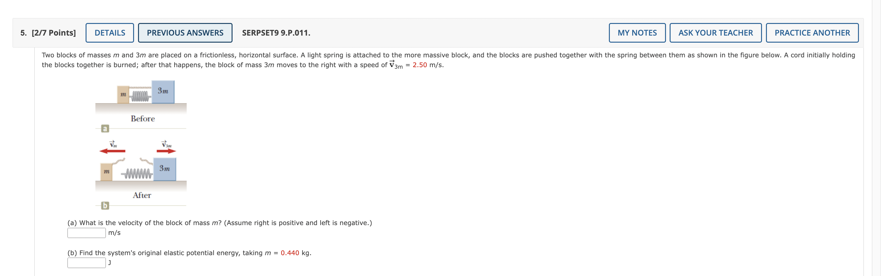Solved 5. [2/7 Points] DETAILS a m Vm PREVIOUS ANSWERS Two | Chegg.com