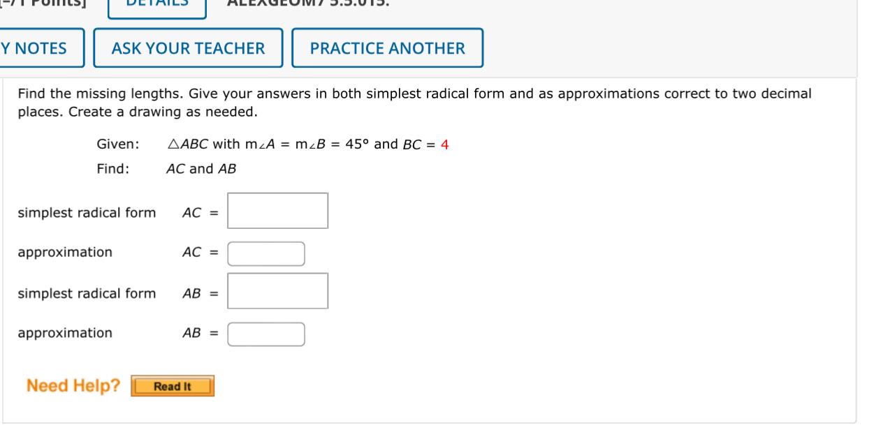 Find the missing lengths. Give your answers in both | Chegg.com