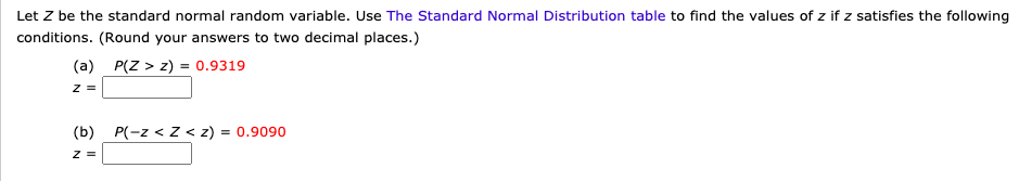 Solved Let Z be the standard normal random variable. Use The | Chegg.com