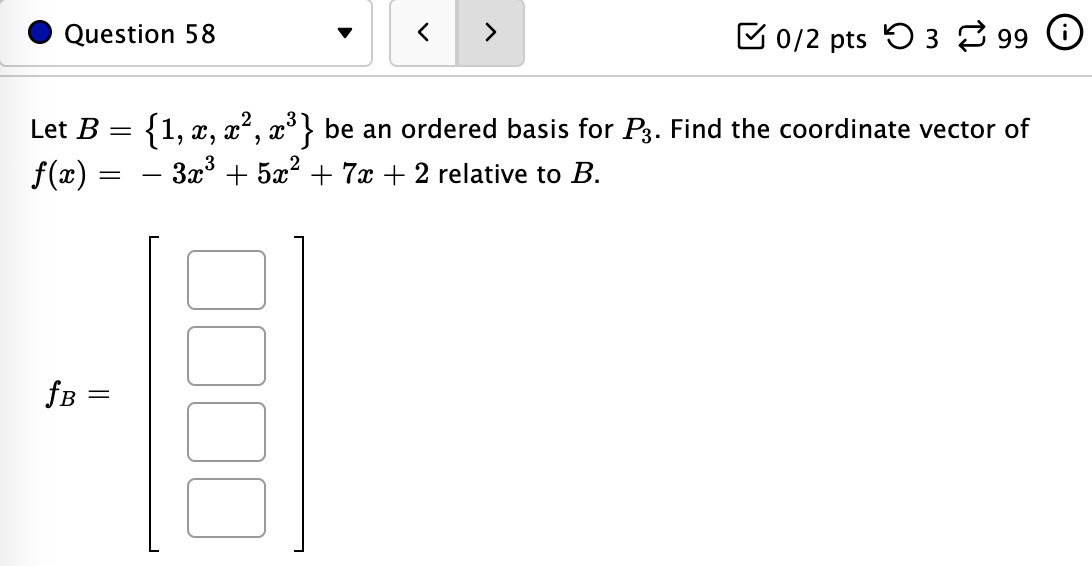 Solved Define T:P2→R2 by T(p)=[p(3)p(4)]. Find a non-trivial | Chegg.com
