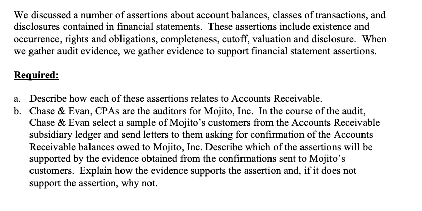 Solved We discussed a number of assertions about account | Chegg.com