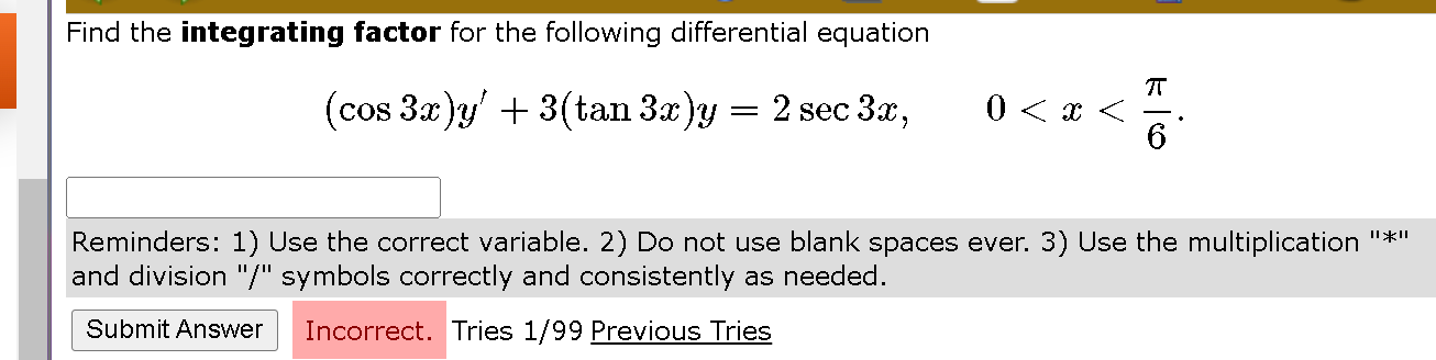 Solved Find the integrating factor for the following | Chegg.com
