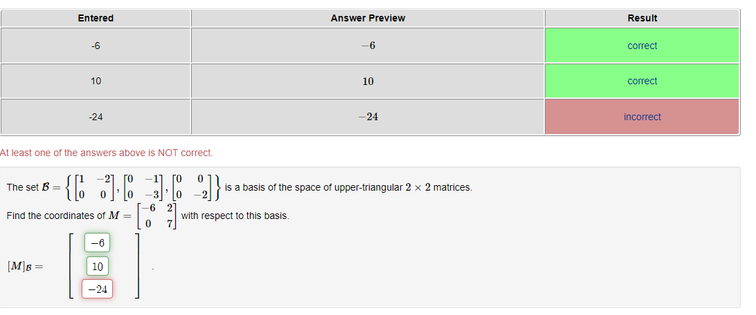 Solved Section 3.5 Change of Basis: Problem 4 (1 point) Let | Chegg.com