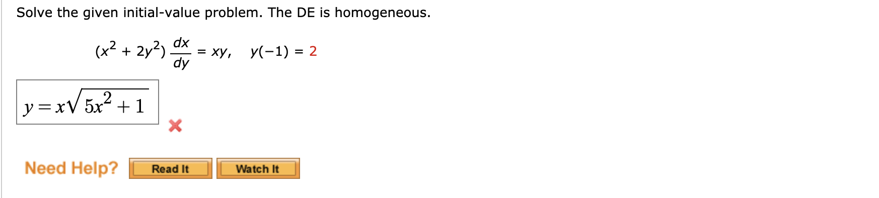Solved Solve the given initial-value problem. The DE is | Chegg.com