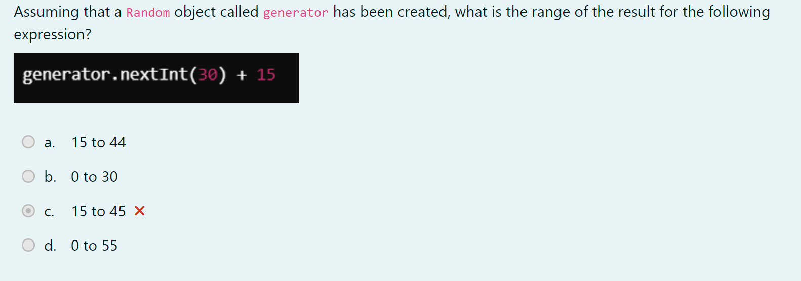 Solved Assuming that a Random object called generator has | Chegg.com