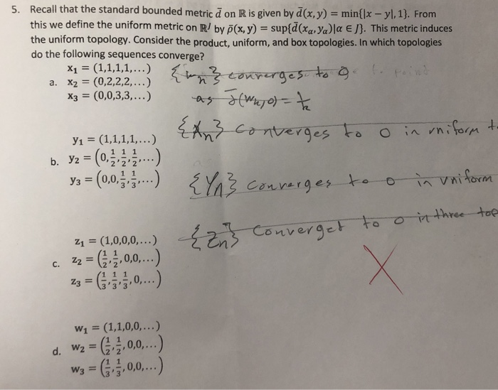 Solved 5. Recall that the standard bounded metric d on R is | Chegg.com