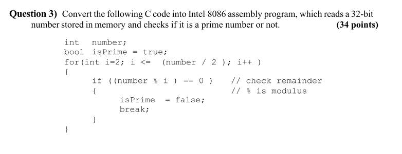 Solved Question 3) Convert the following code into Intel | Chegg.com