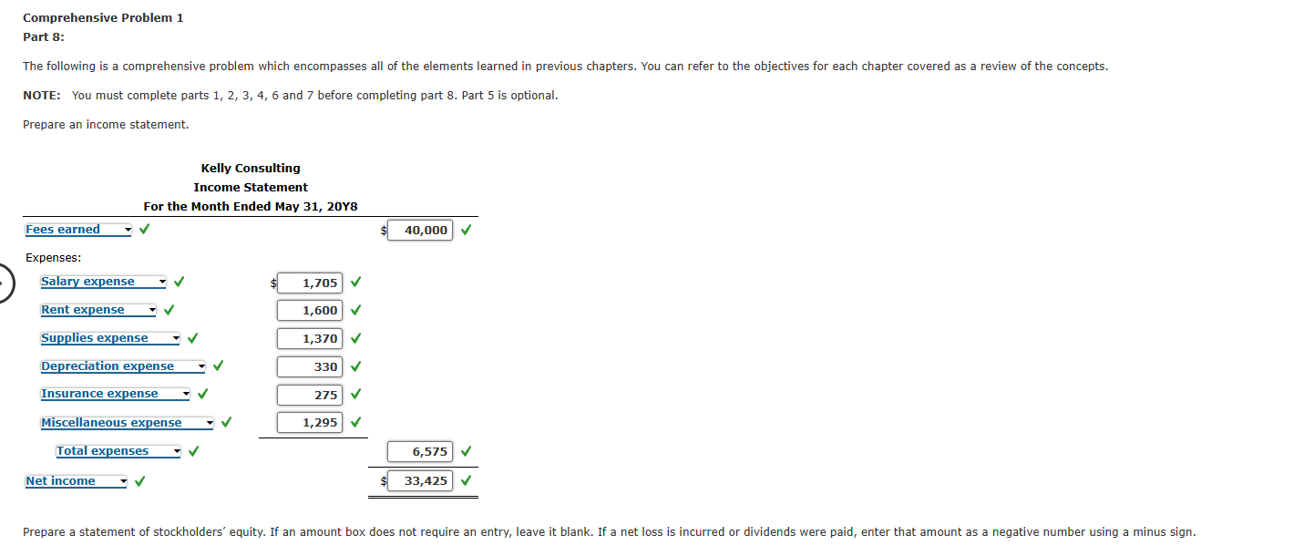 Solved PLEASE FILL IN BLANK SPOTSComprehensive Problem 1Part | Chegg.com