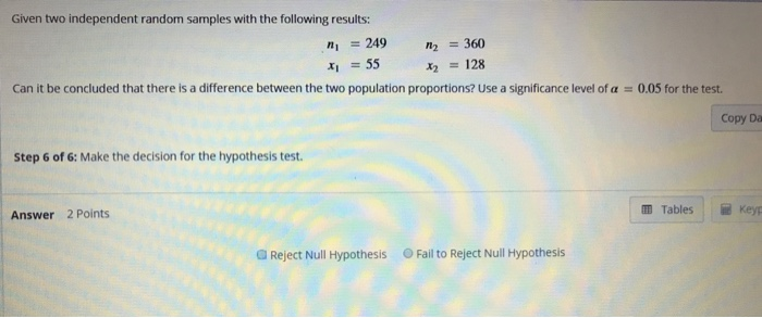 Solved Given two independent random samples with the | Chegg.com