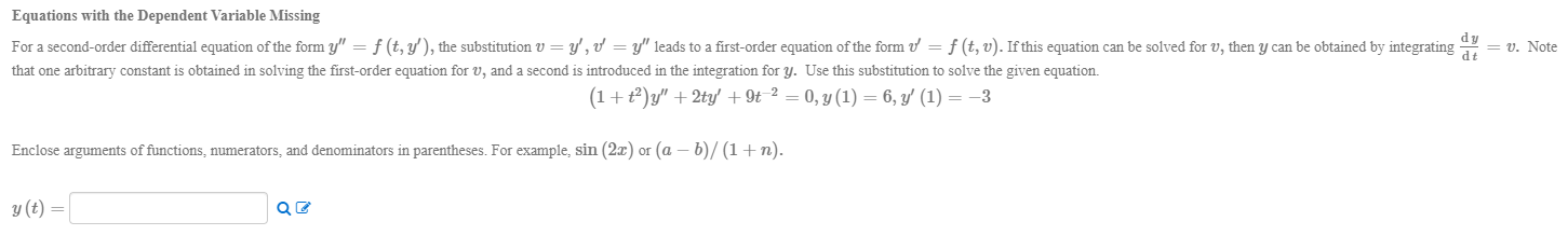 Solved Equations with the Dependent Variable Missing = v. | Chegg.com