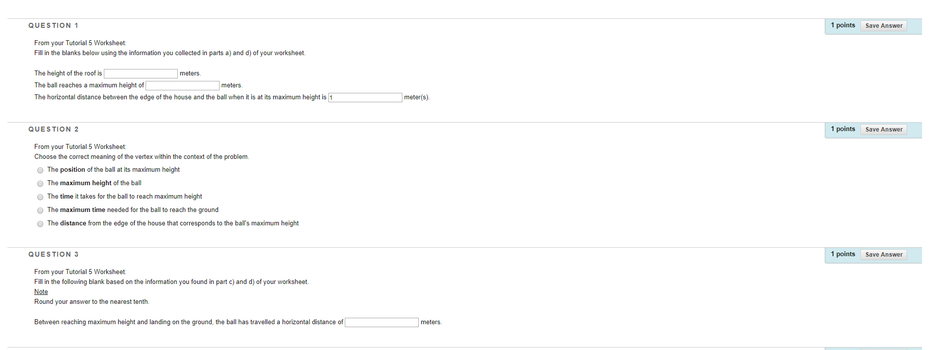 Solved Tutorial 5 Math 0130 A. Projectile Motion A child | Chegg.com