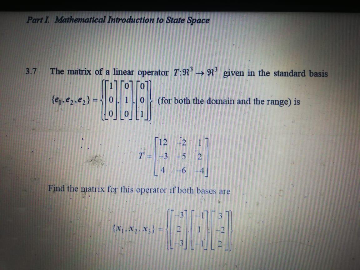 Solved Part I. Mathematical Introduction to State Space 3.7 | Chegg.com