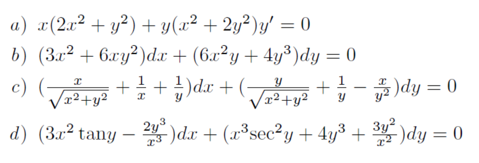 Solved a) x(2x2+y2)+y(x2+2y2)y′=0 b) | Chegg.com
