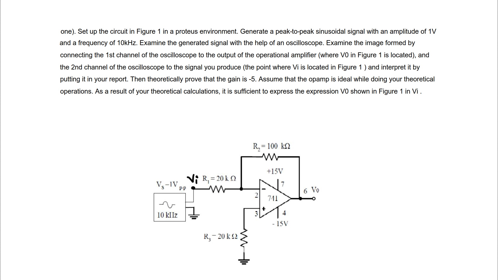 Solved one). Set up the circuit in Figure 1 in a proteus | Chegg.com