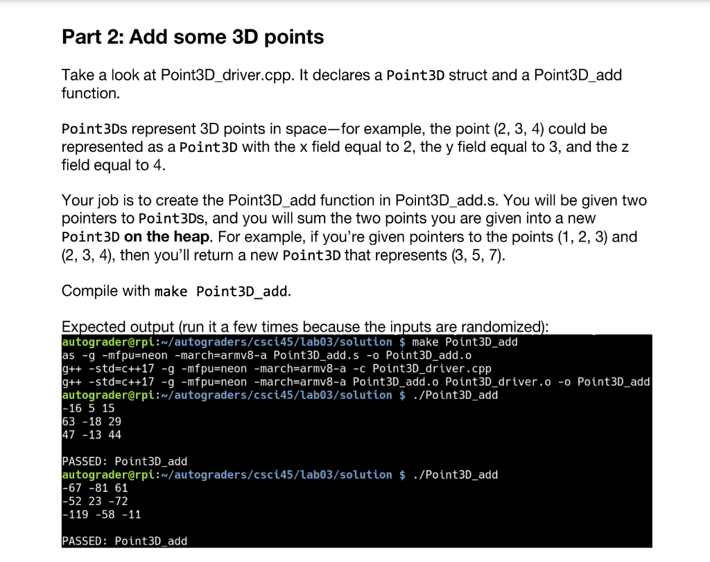 Solved Part 2: Add some 3D points Take a look at | Chegg.com