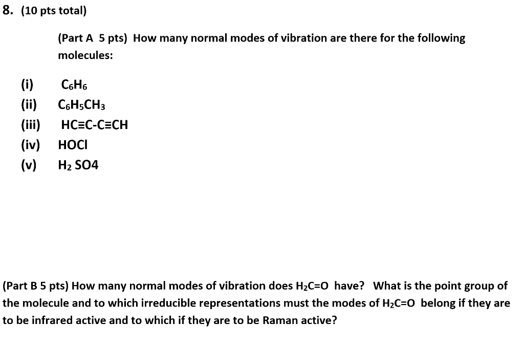 Solved 8. (10 pts total) (Part A 5 pts) How many normal | Chegg.com