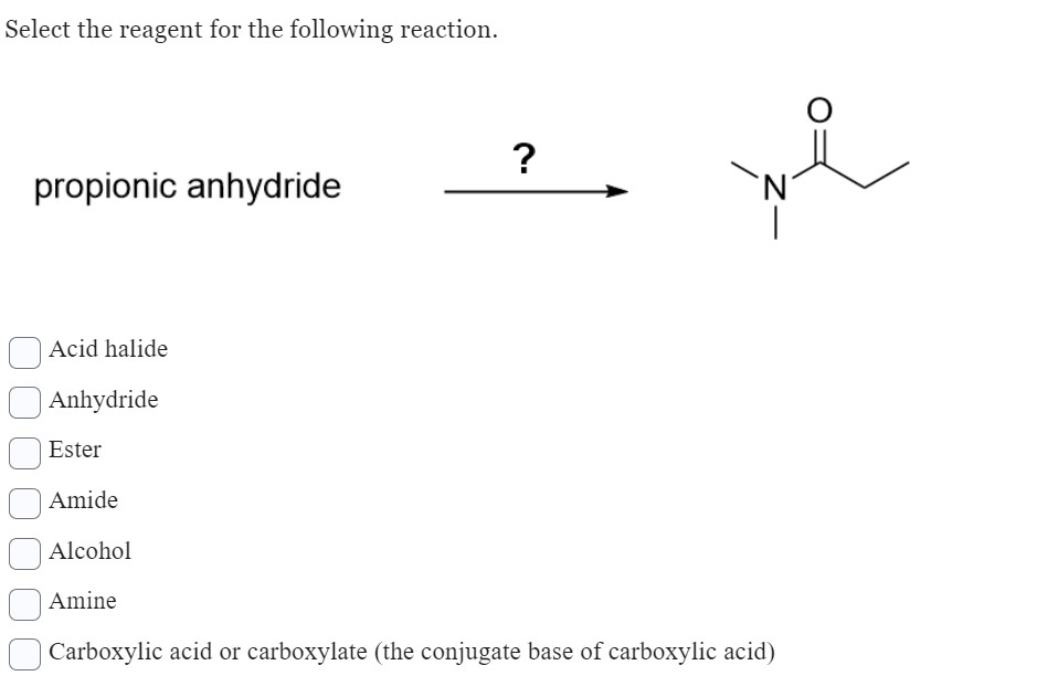 Solved Select the reagent for the following reaction. | Chegg.com