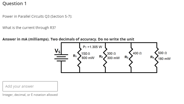 Solved Power in Parallel Circuits Q3 (Section 5-7): What is | Chegg.com