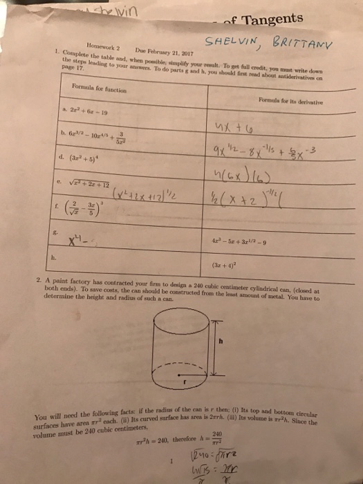 Solved Complete the table and, when possible, simplify your | Chegg.com