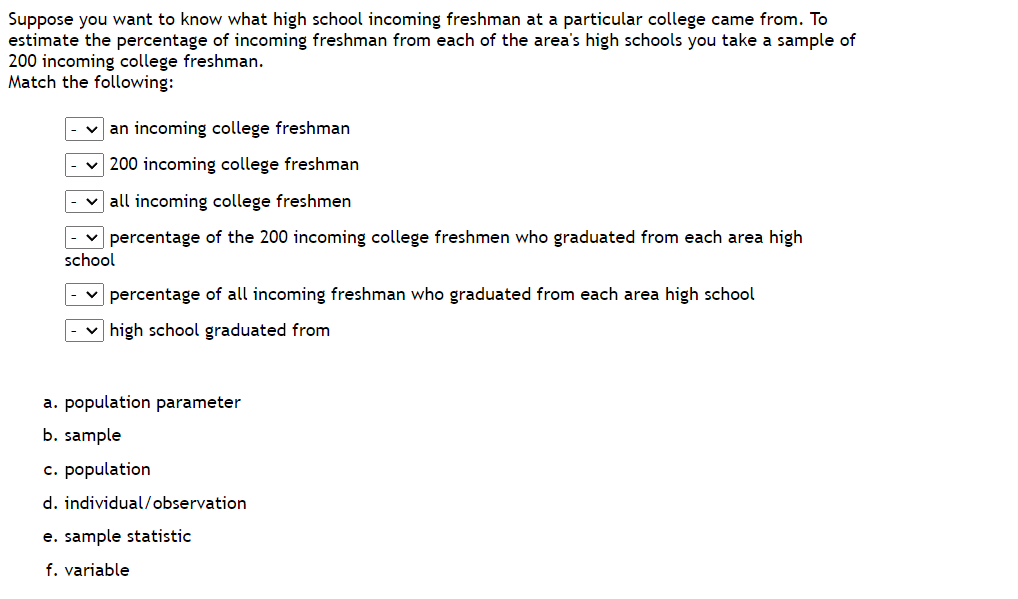 Solved Suppose you want to know what high school incoming | Chegg.com