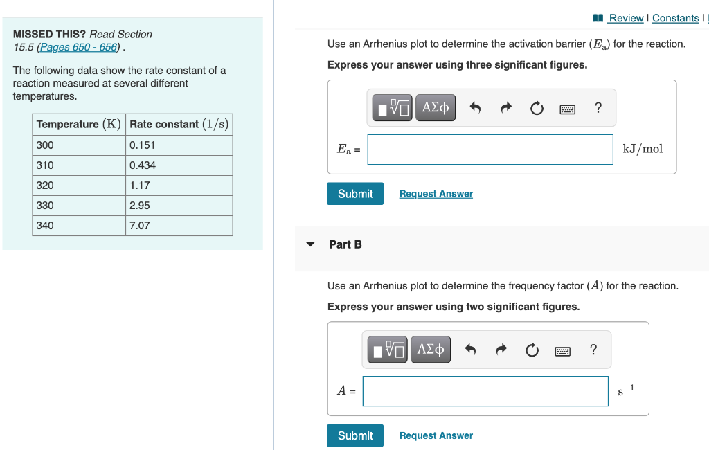 Solved Review Constants MISSED THIS? Read Section 15.5 | Chegg.com