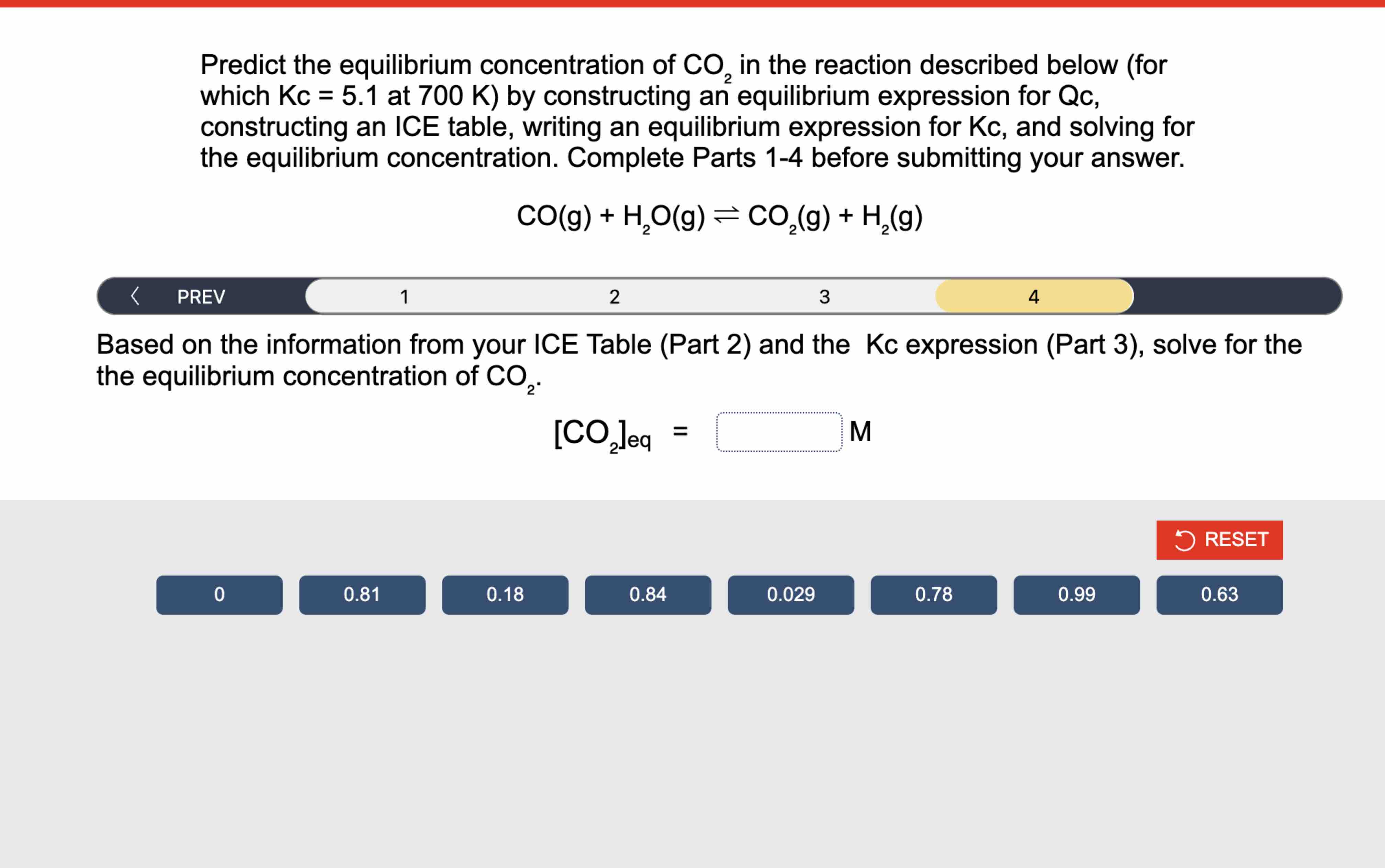 Predict the equilibrium concentration of CO2 ﻿in the | Chegg.com