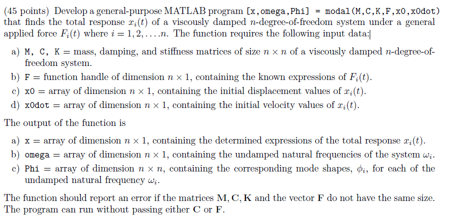 (45 points) Develop a general-purpose MATLAB program | Chegg.com