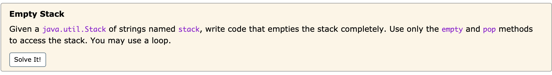 Solved Empty Stack Given A Java Util Stack Of Strings Named