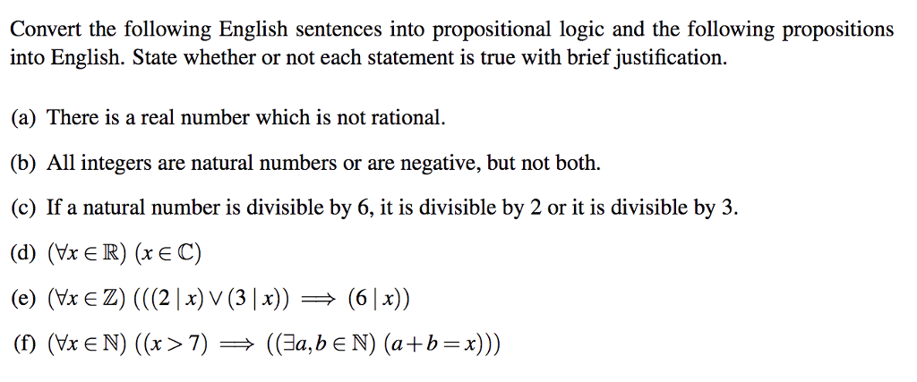 Solved Convert the following English sentences into | Chegg.com