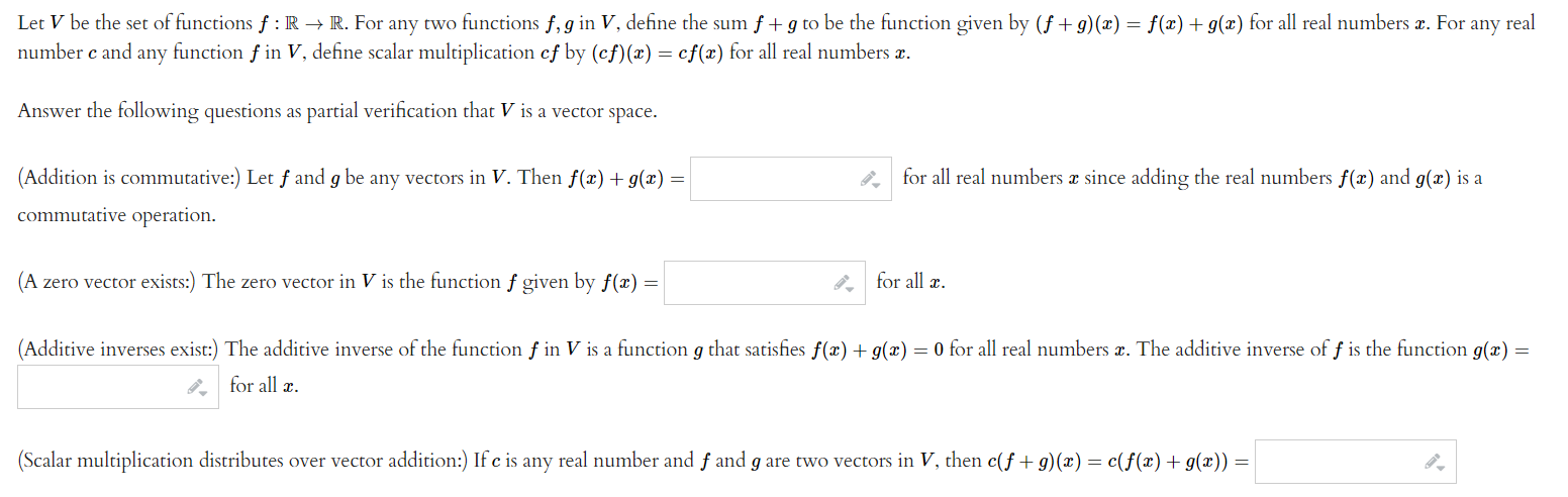 Solved A vector space over R is a set V of objects (called | Chegg.com
