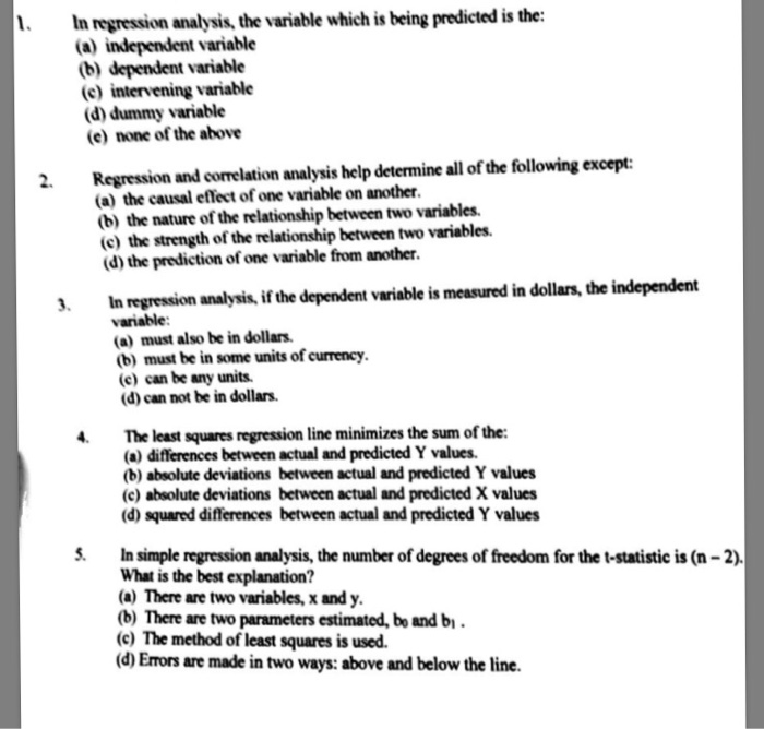 Solved In regression analysis, the variable which is being | Chegg.com