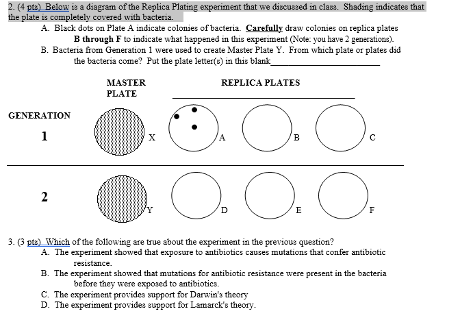 Solved 2. (4 pts) Below is a diagram of the Replica Plating | Chegg.com