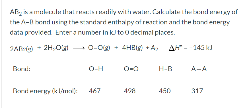 Solved AB, is a molecule that reacts readily with water. | Chegg.com