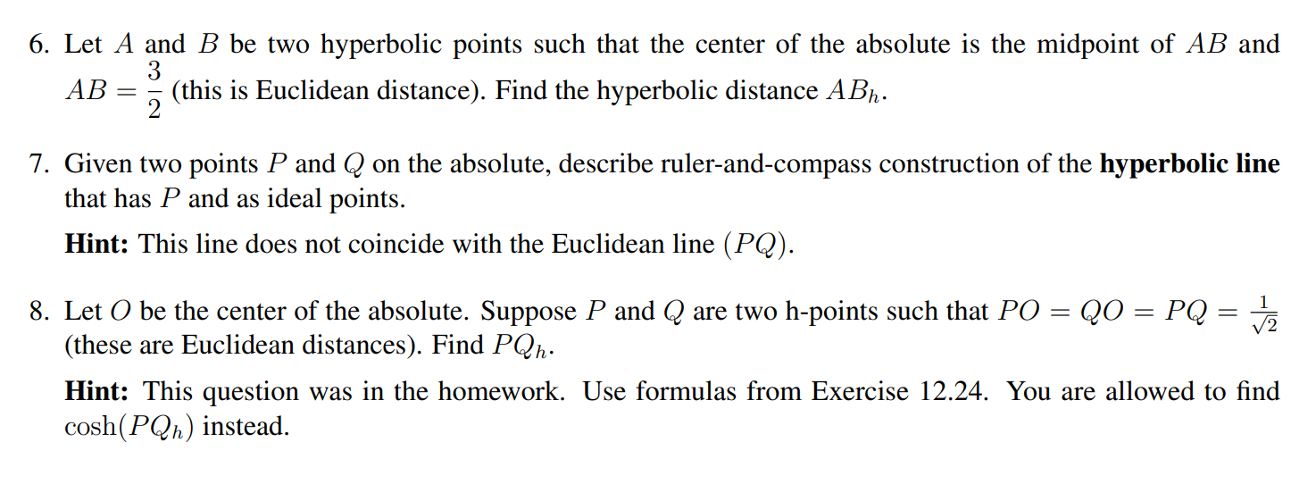 Solved 6. Let A and B be two hyperbolic points such that the | Chegg.com