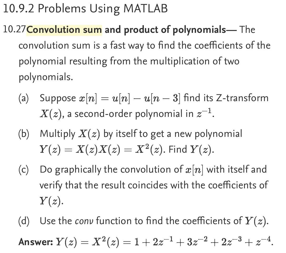 Solved 2.27Convolution sum and product of polynomials- The | Chegg.com
