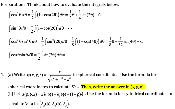 Solved Preparation: Think about how to evaluate the | Chegg.com