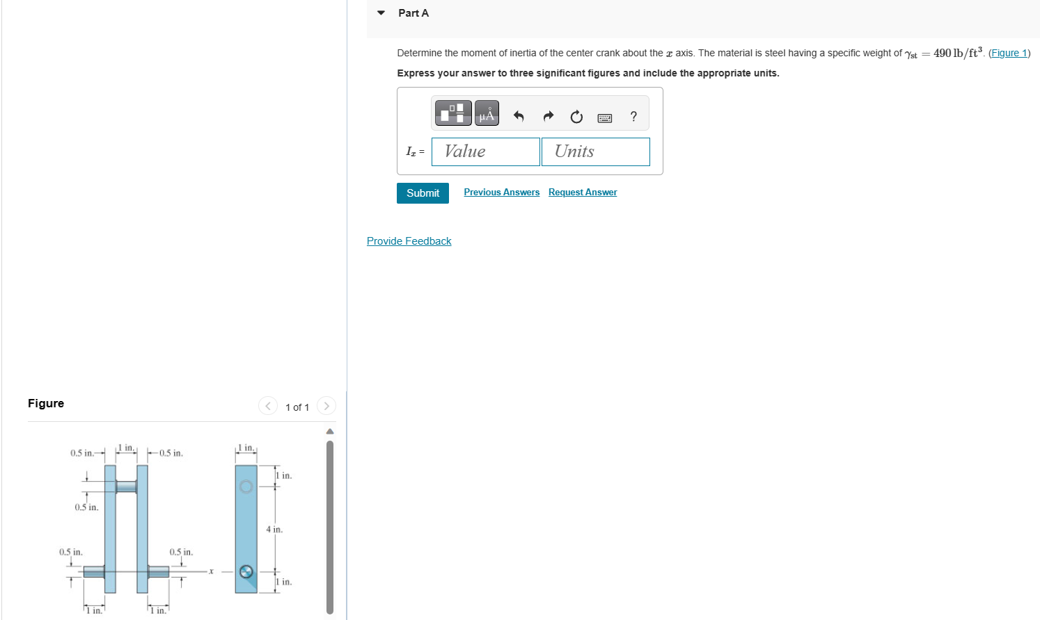 Solved Determine the moment of inertia of the center crank | Chegg.com