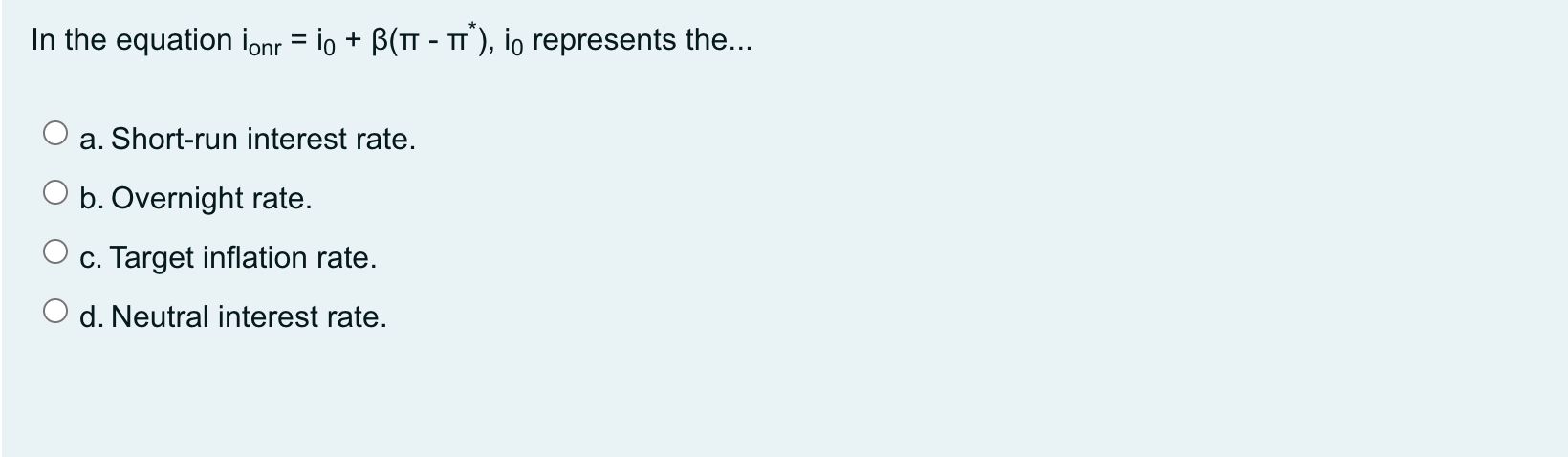 Solved In the equation ionr = io + B(TT - TT“), io | Chegg.com