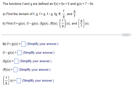 Solved The functions f and g are defined as f(x)=6x+5 and | Chegg.com