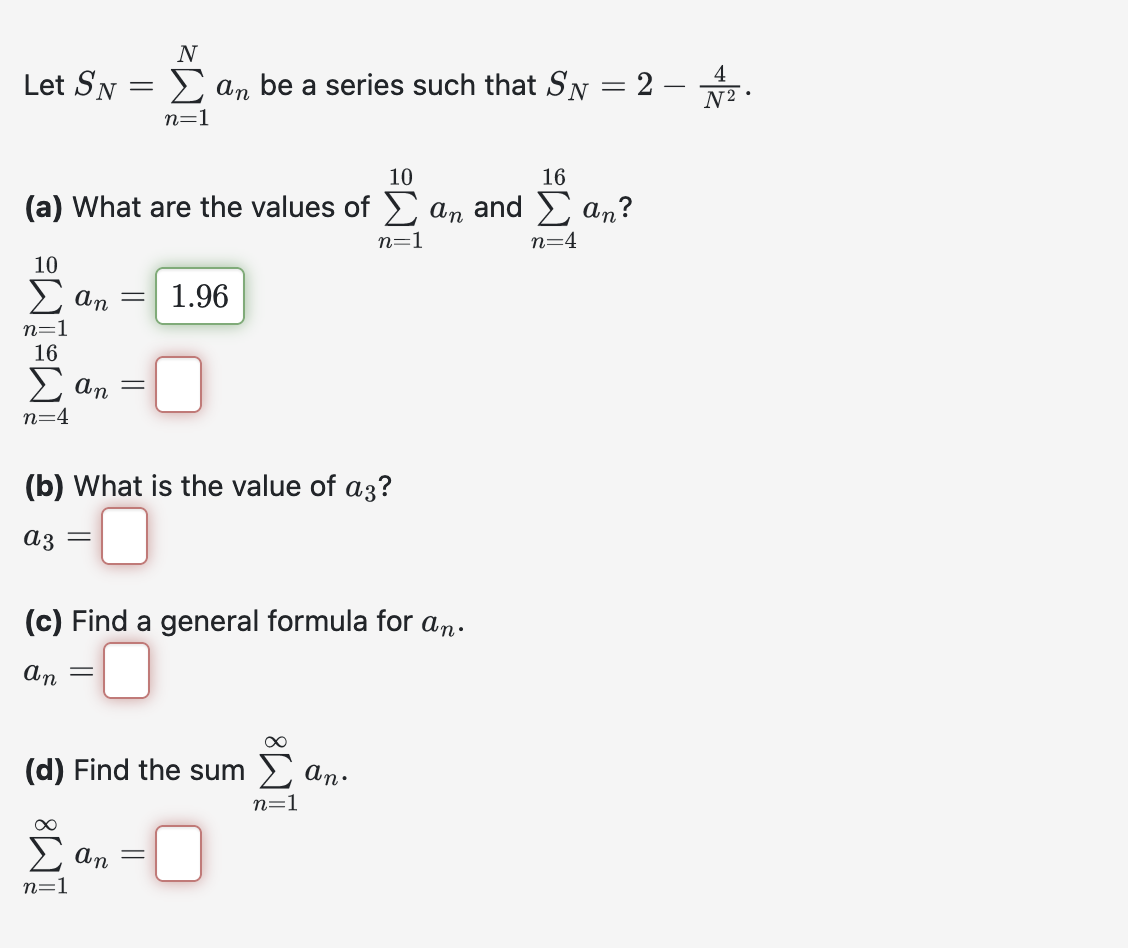 Solved Let Sn∑n1nan Be A Series Such That Sn2−n24 A 