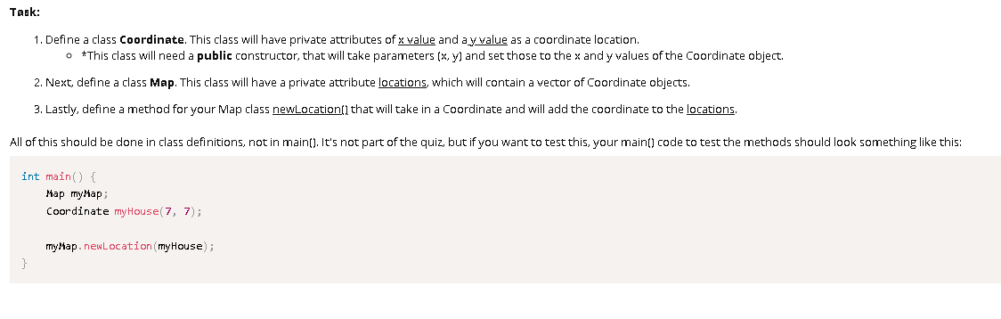 Solved Task: 1. Define a class Coordinate. This class will | Chegg.com
